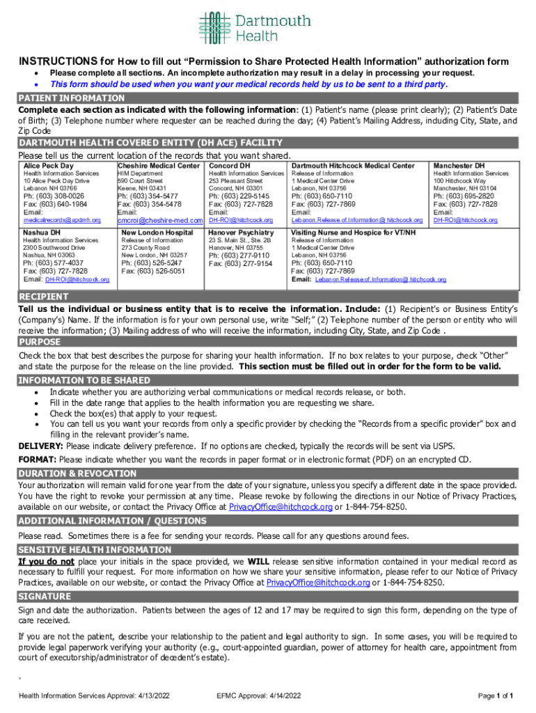 Fillable Online Instructions - Permission to Share PHI Fax Email Print ...