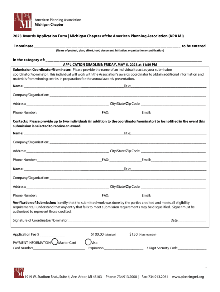 Fillable Online 2023 Awards Application Form Fax Email Print - pdfFiller