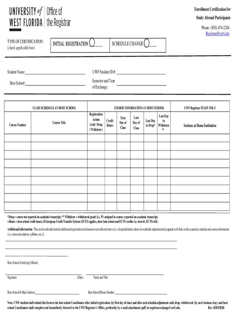 Fillable Online Study Abroad Enrollment Authorization Form Fax Email Print - pdfFiller