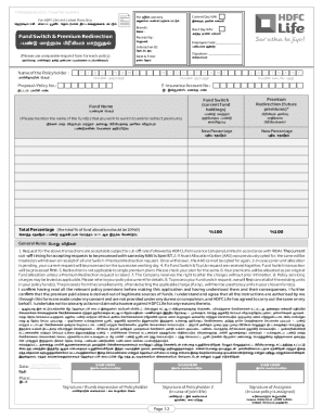 Fillable Online Fund Switch & Premium Redirection Fax Email Print ...