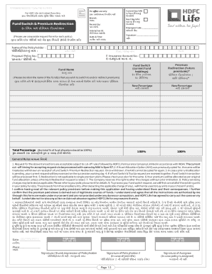 Fillable Online Hdfc life fund switch form Fax Email Print - pdfFiller