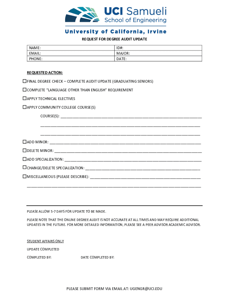 Fillable Online engineering uci Check Your Degree Progress (Audit ...