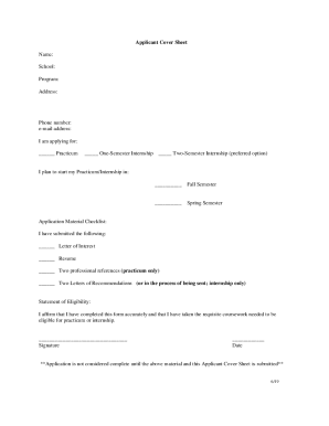 Fillable Online Applicant Cover Sheet - Practicum Fax Email Print - pdfFiller