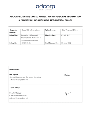Fillable Online DATA SUBJECT CONSENT FORM PROTECTION OF ... Fax Email ...