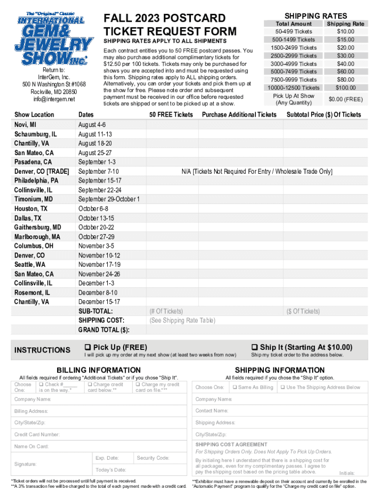 Fillable Online SPRING 2022 POSTCARD TICKET REQUEST FORM Fax Email ...