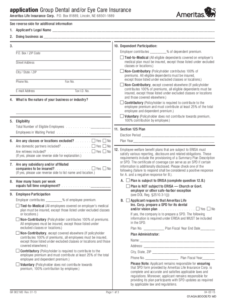 Fillable Online Fillable Online ameritas life insurance corp. a ... Fax ...