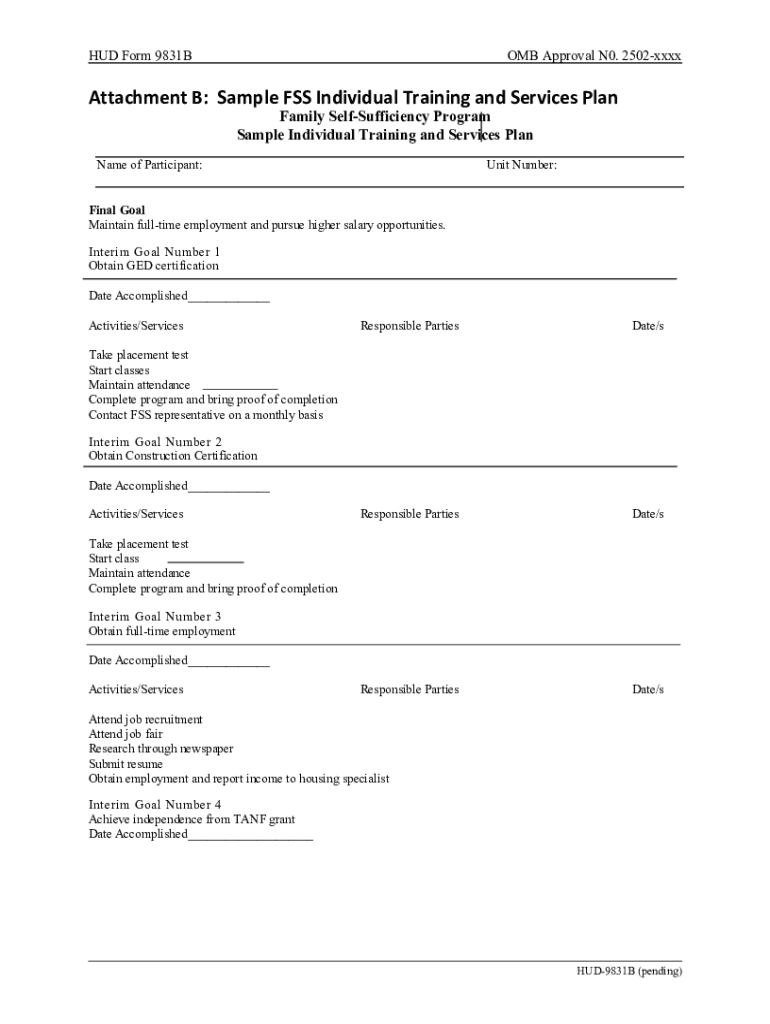 Fillable Online Sample FSS Individual Training and Services Plan Fax ...