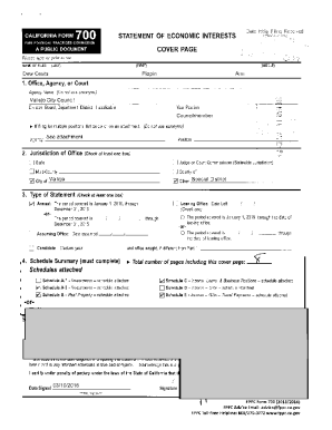 Fillable Online Amendment Form 700 Cover Page - FPPC Fax Email Print - pdfFiller