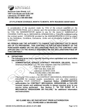 Fillable Online American Auto Shield, LLC 1597 Cole ... Fax Email Print ...