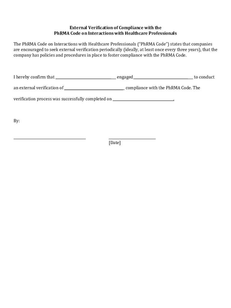 Fillable Online Statement on Revisions to the PhRMA Code ... Fax Email ...