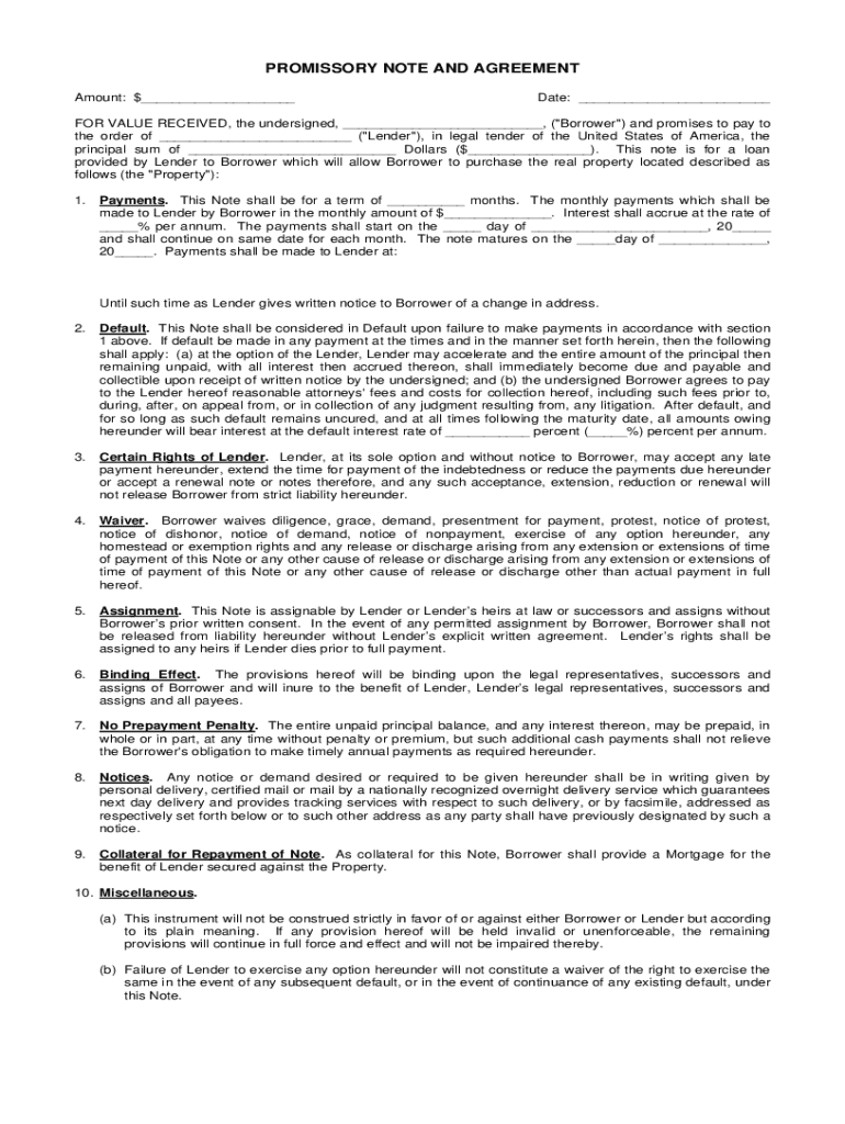 Fillable Online FOR VALUE RECEIVED, the undersigned, , ("Borrower") and ...