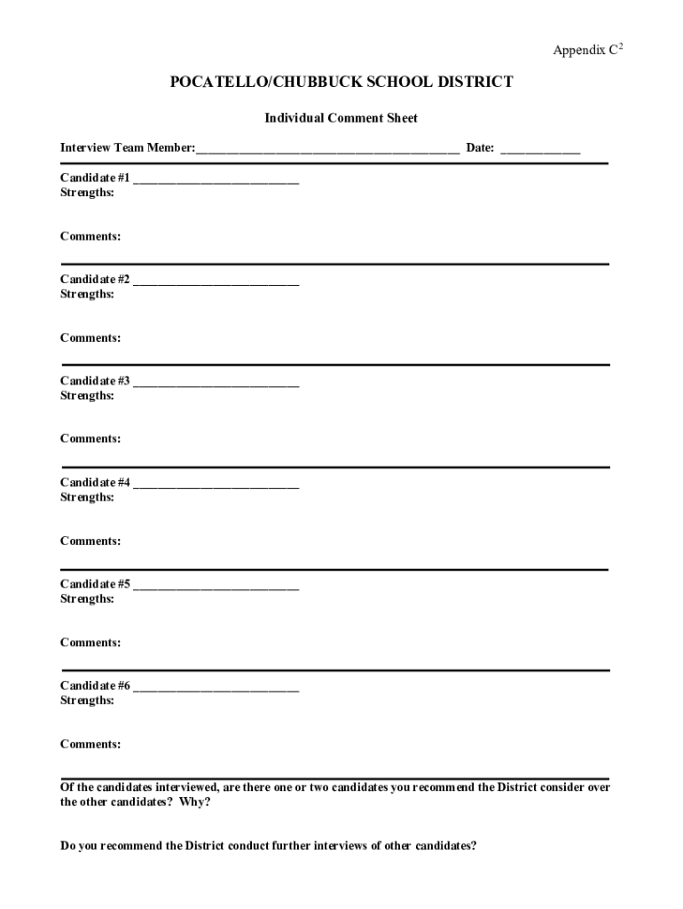 Fillable Online Interview Team Comment Sheet Fax Email Print - pdfFiller