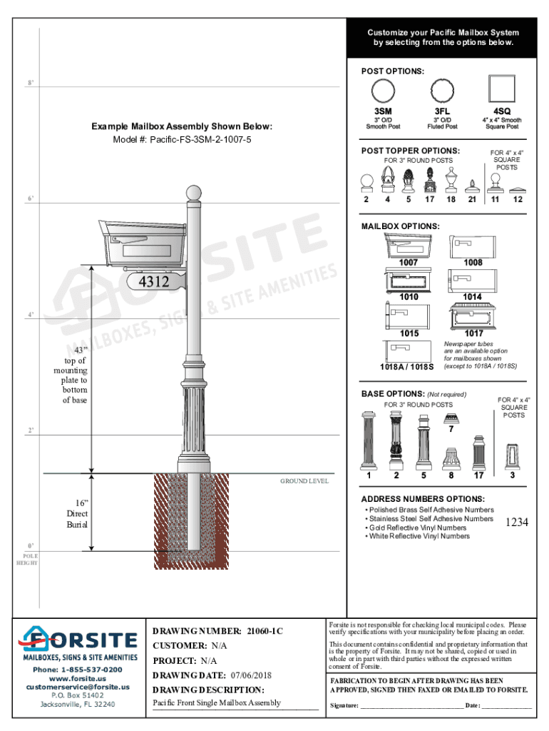 Fillable Online Forsite-PRO-FS-Mailbox DWG-Template Fax Email Print ...