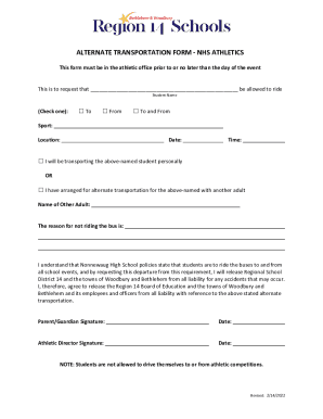 Fillable Online Alternate Transportation Form - NHS Athletics Fax Email Print - pdfFiller