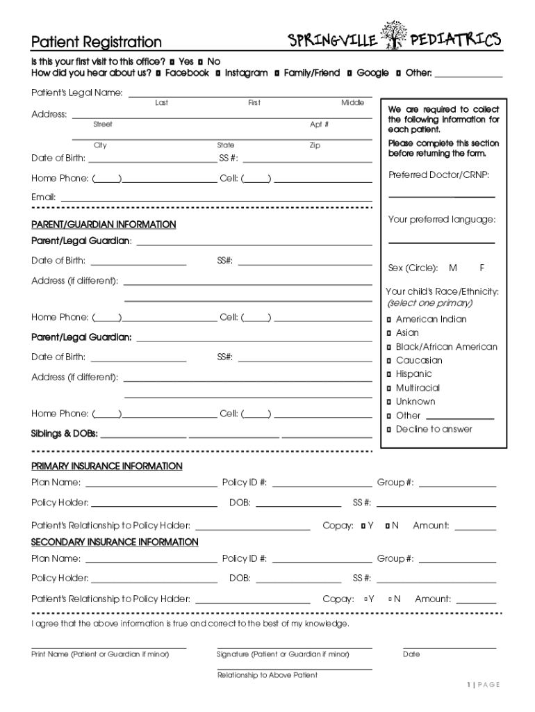 Fillable Online The Women's Hospital - Patients Registration ...