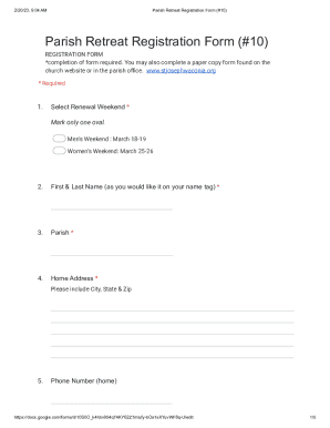 Fillable Online Retreat Registration Form - Holy Family Catholic Church ...