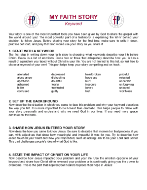 Fillable Online Share Your Faith Story: Tips for Creating Your ...