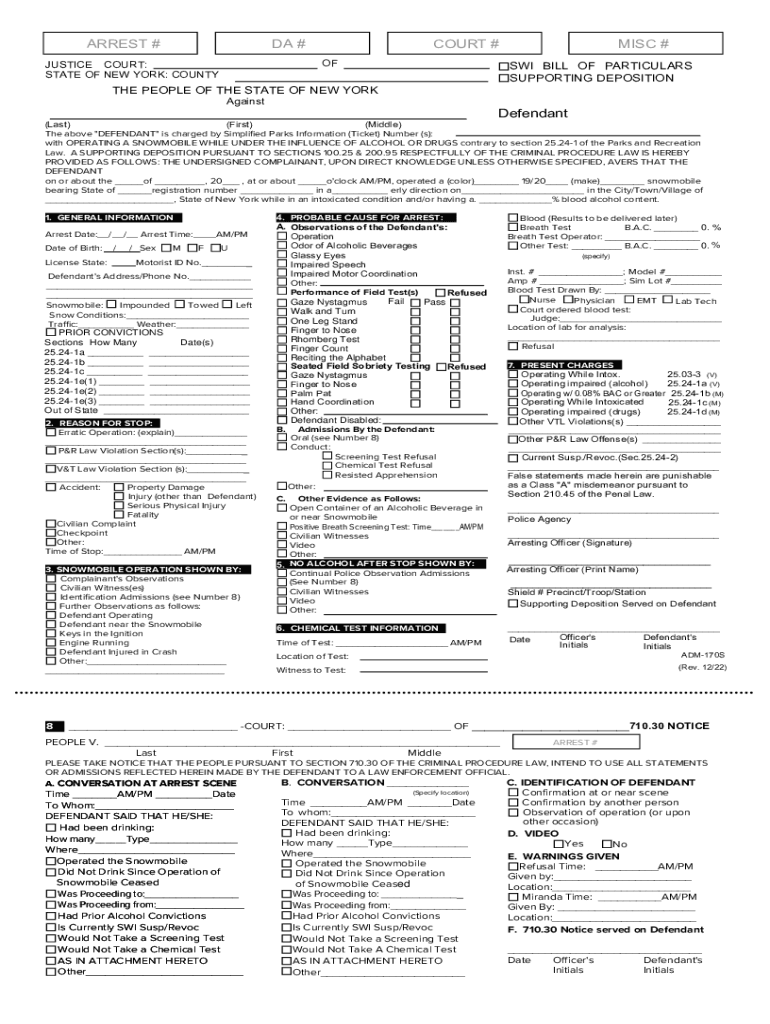 Fillable Online Snowmobiling While Under the Infulence - SWI Supporting ...