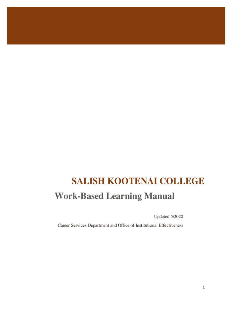 Fillable Online Salish Kootenai College. Work-Based Learning Manual Fax Email Print - pdfFiller
