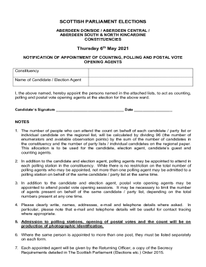 Fillable Online Notification of Poll, Count and Postal Agents Fax Email ...