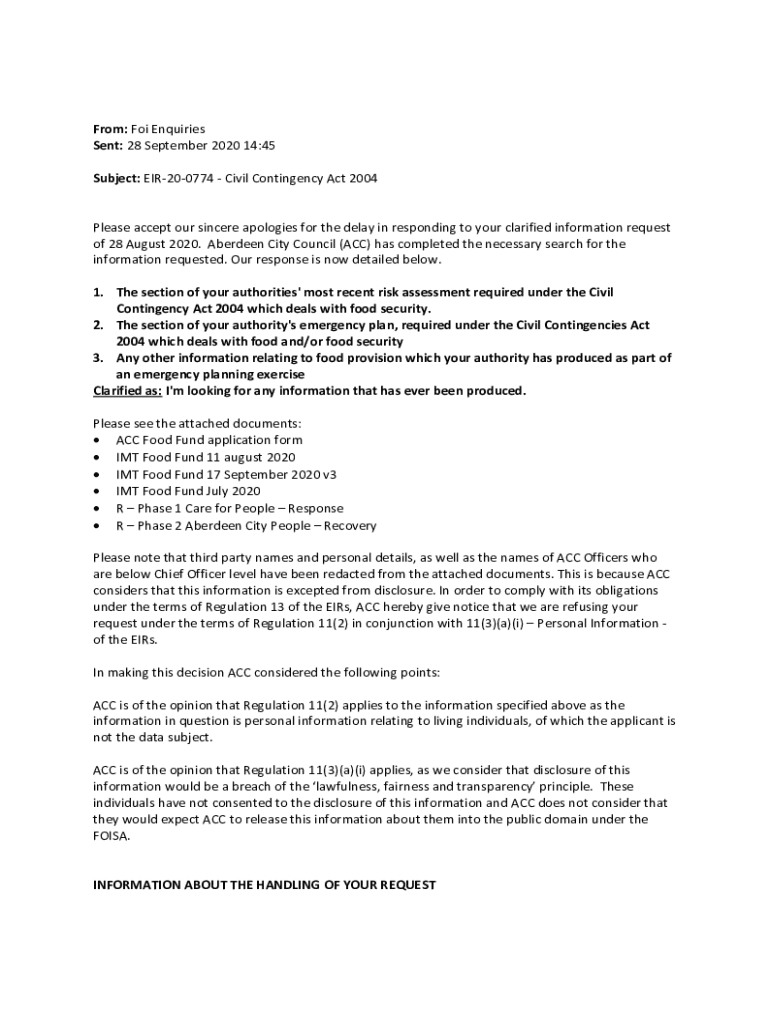 Fillable Online A role for the Civil Contingencies Act? Fax Email Print ...