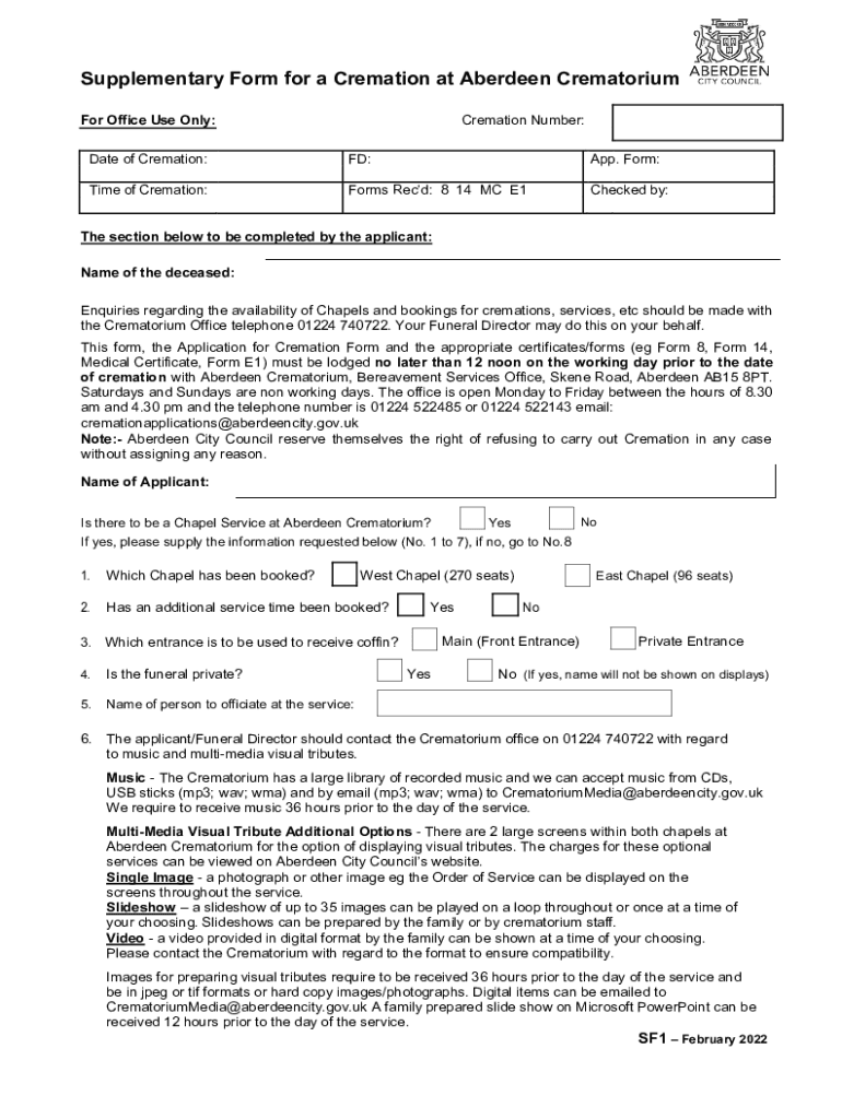 Fillable Online Cremation forms and guidance Fax Email Print - pdfFiller