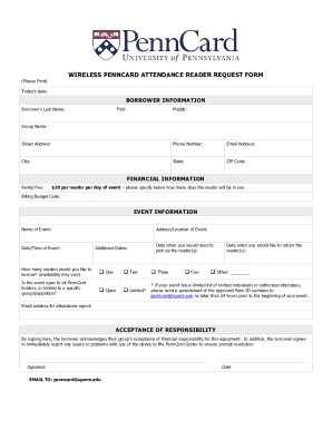 Fillable Online PennCard Request Form - University of Pennsylvania Fax ...