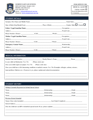 Fillable Online Registration Form - Gobind Sarvar School Surrey.pdf Fax ...