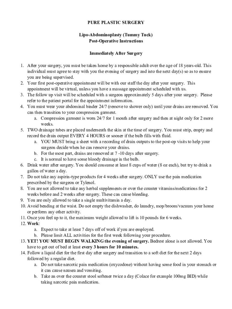 Fillable Online Liposuction with Gluteal Fat Transfer (BBL) Post-Operative ... Fax Email Print ...