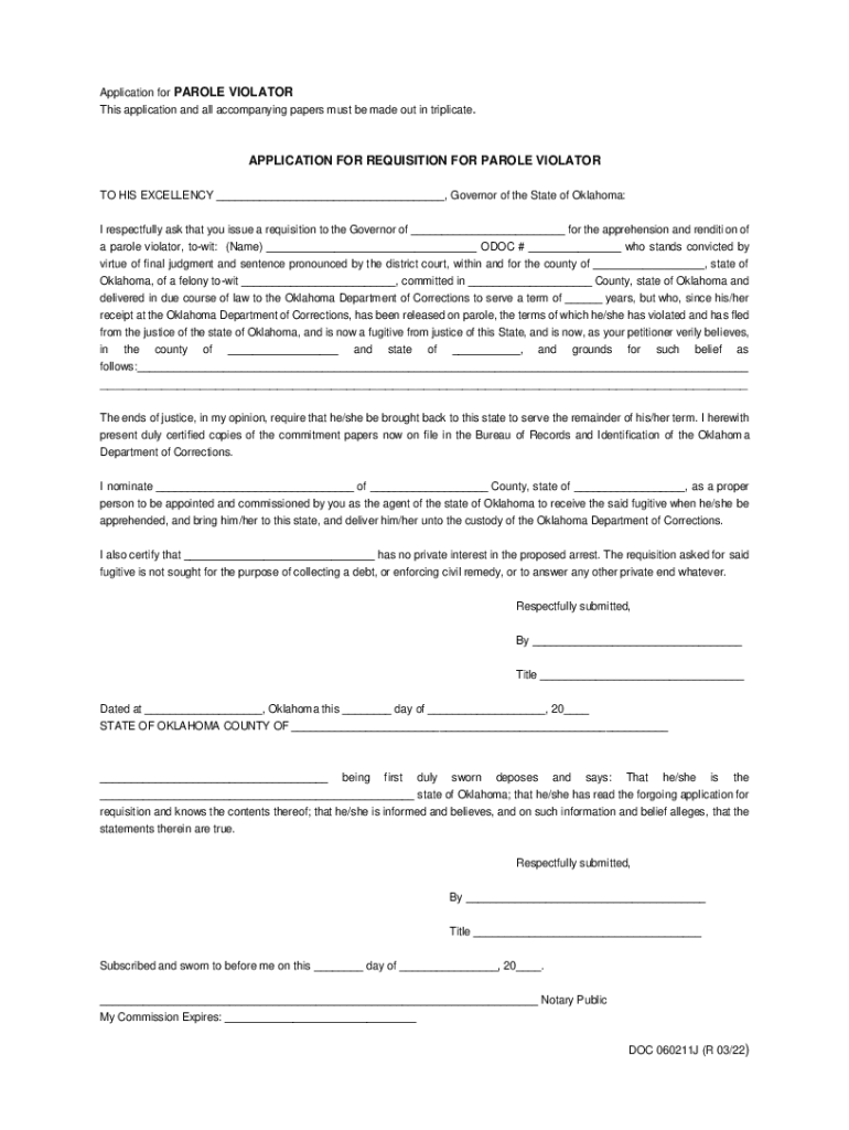 Fillable Online Parole Request Outline Fax Email Print - pdfFiller