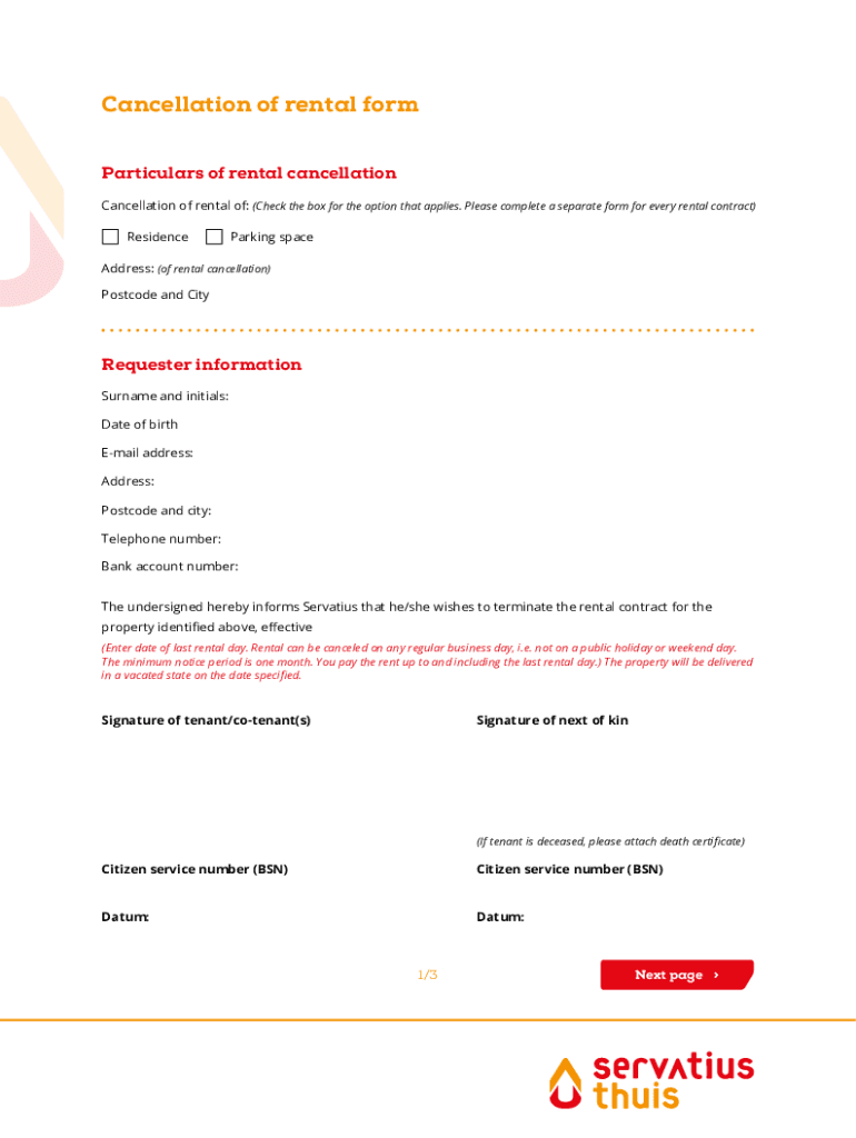 Fillable Online Cancellation of rental form Fax Email Print - pdfFiller