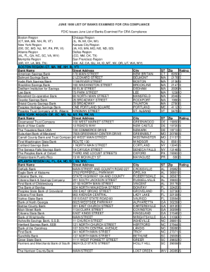 Fillable Online cra ratings of massachusetts banks, credit unions, and ...