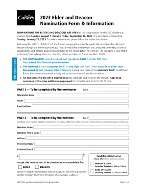 Fillable Online Elder/Deacon Nomination Form - Bethel Presbyterian ...