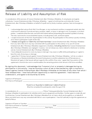 Fillable Online Mechanical Bull Waiver Release of Liability and Assumption ... Fax Email Print ...
