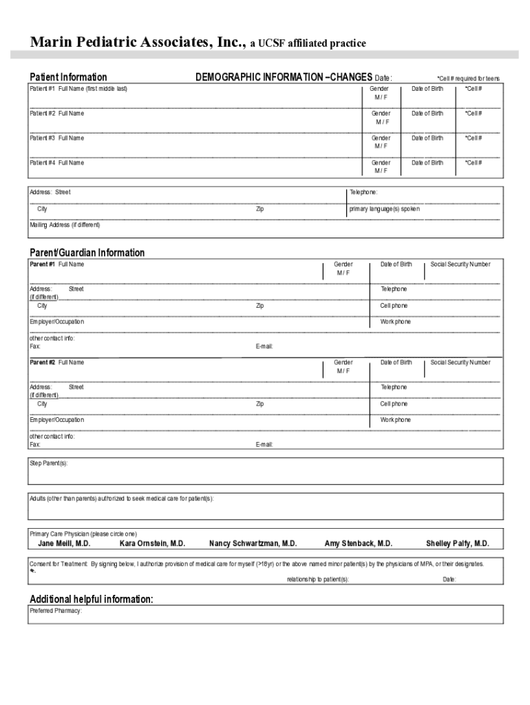 Fillable Online Marin Pediatric Associates, Inc. Fax Email Print ... Fillable Online Marin Pediatric Associates, Inc. Fax Email Print ...