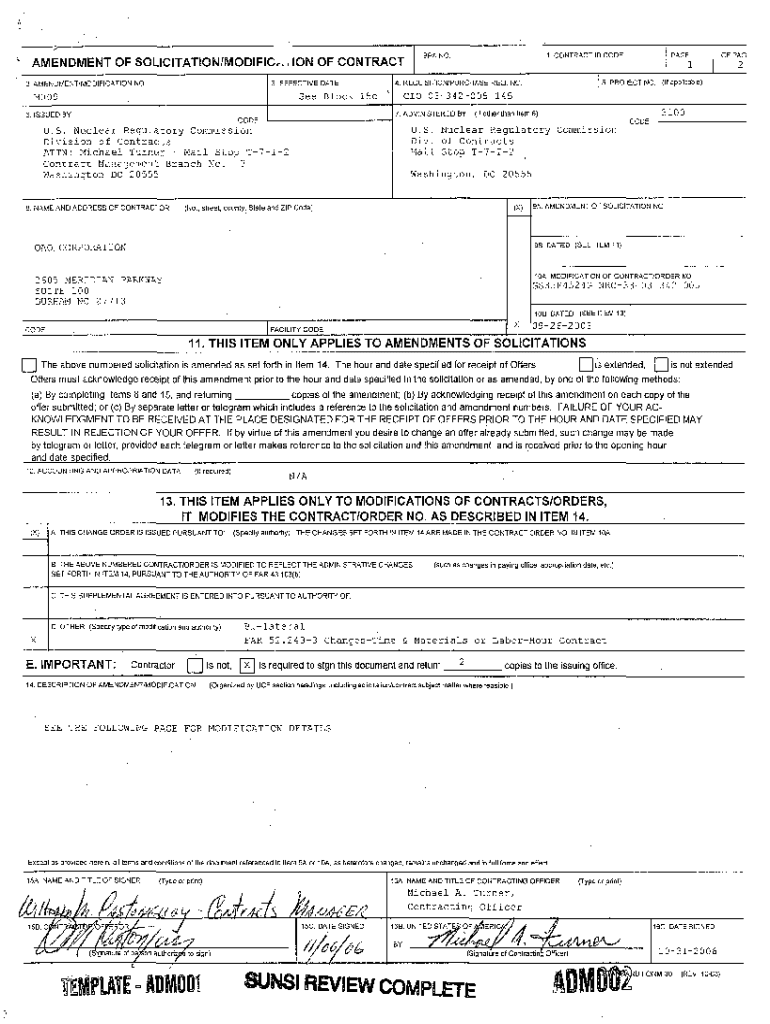 Fillable Online Modification No. 009 to Task Order No. 005 Under ...