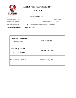 Fillable Online TUITION WORKSHEET Fax Email Print - pdfFiller