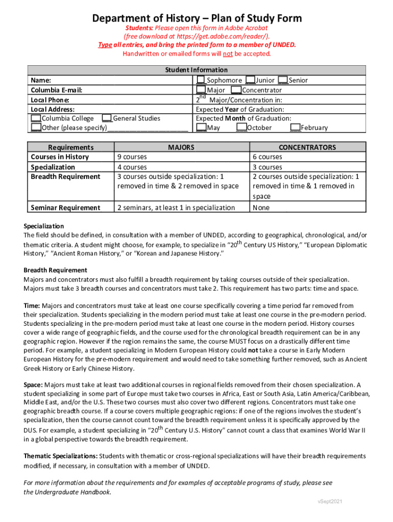Fillable Online Plan of Study Form Fax Email Print - pdfFiller