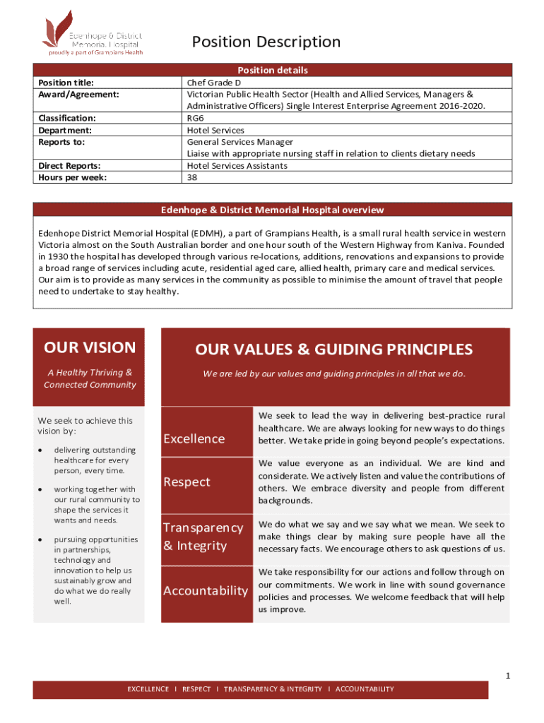 Fillable Online Job Description Form POSITION DESCRIPTION Fax Email ...