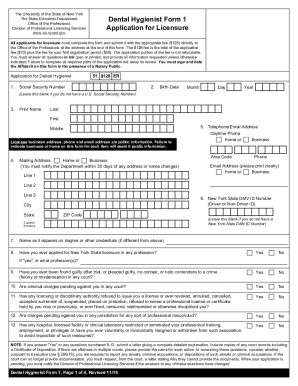 Fillable Online op nysed Dental Hygienist Form 1. Application for ...