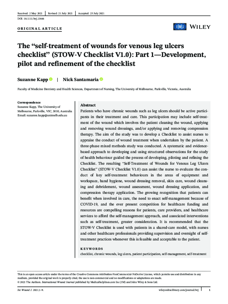 Fillable Online The selftreatment of wounds for venous leg ulcers ...