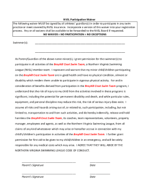 Fillable Online Participation Waiver BCRC Swim Team.docx Fax Email ...