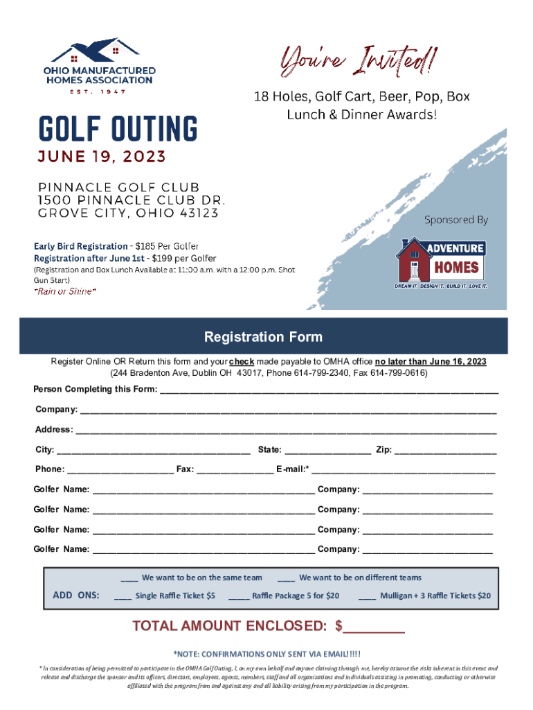 Fillable Online Registration Form TOTAL AMOUNT ENCLOSED: $ Fax Email ...