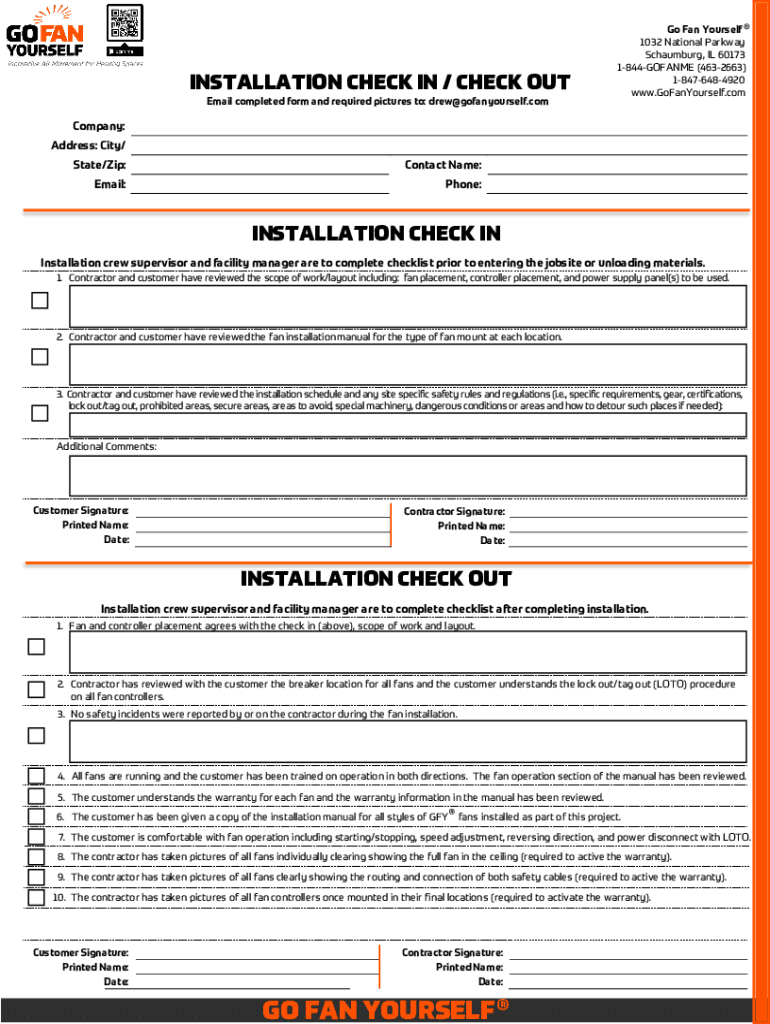 Fillable Online GO FAN YOURSELF Z-TECH Installation And Technical ...
