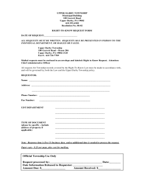 Fillable Online Right to Know - Request Form. Right to Know - Request ...