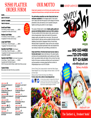 Fillable Online OUR MOTTO SUSHI PLATTER ORDER FORM Fax Email Print ...