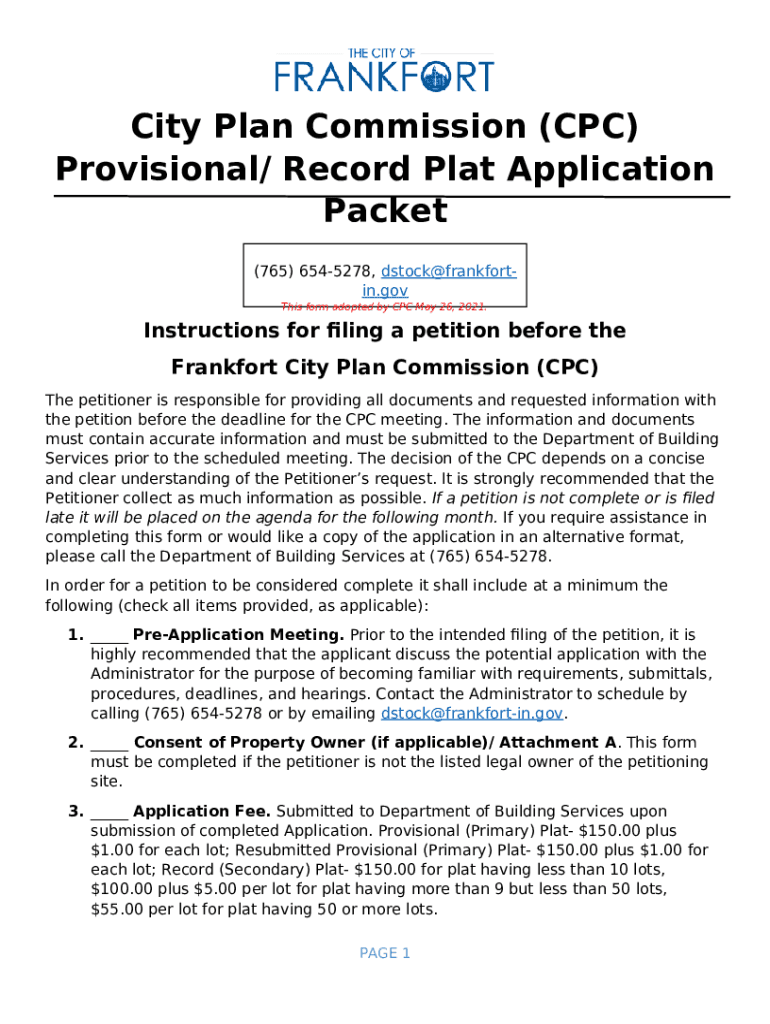(CPC) Development Plan Application Packet Doc Template | pdfFiller