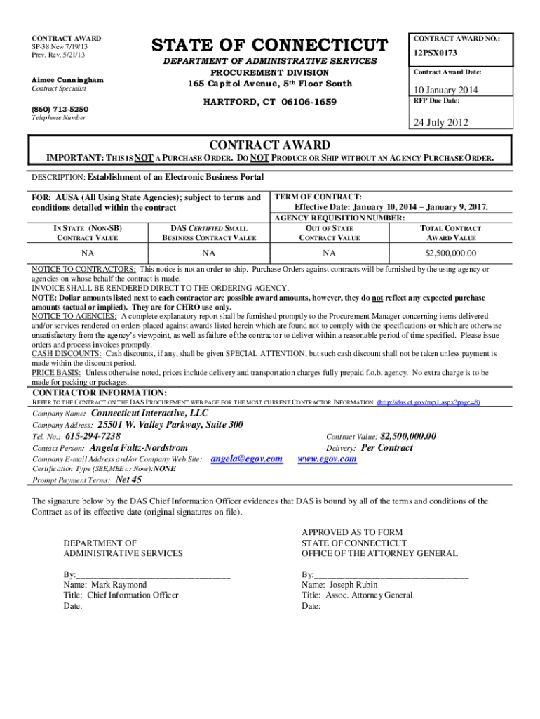 Fillable Online SCP Contract Details - Biznet - CT.gov Fax Email Print ...