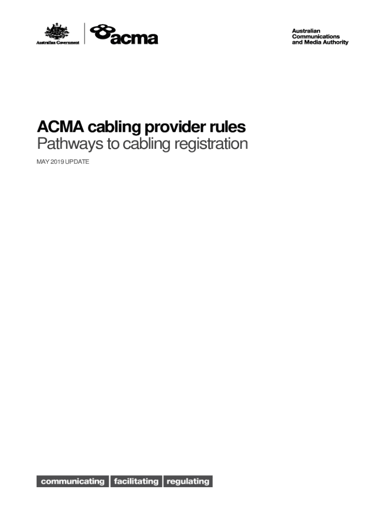 Fillable Online ACMA cabling provider rules Pathways to cabling ...
