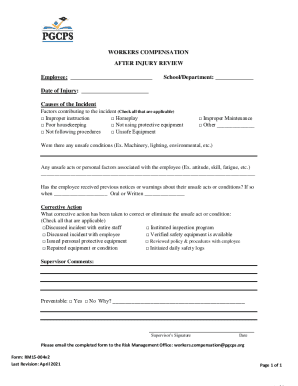 Fillable Online Workers Compensation After Injury Review Form.pdf Fax Email Print - pdfFiller